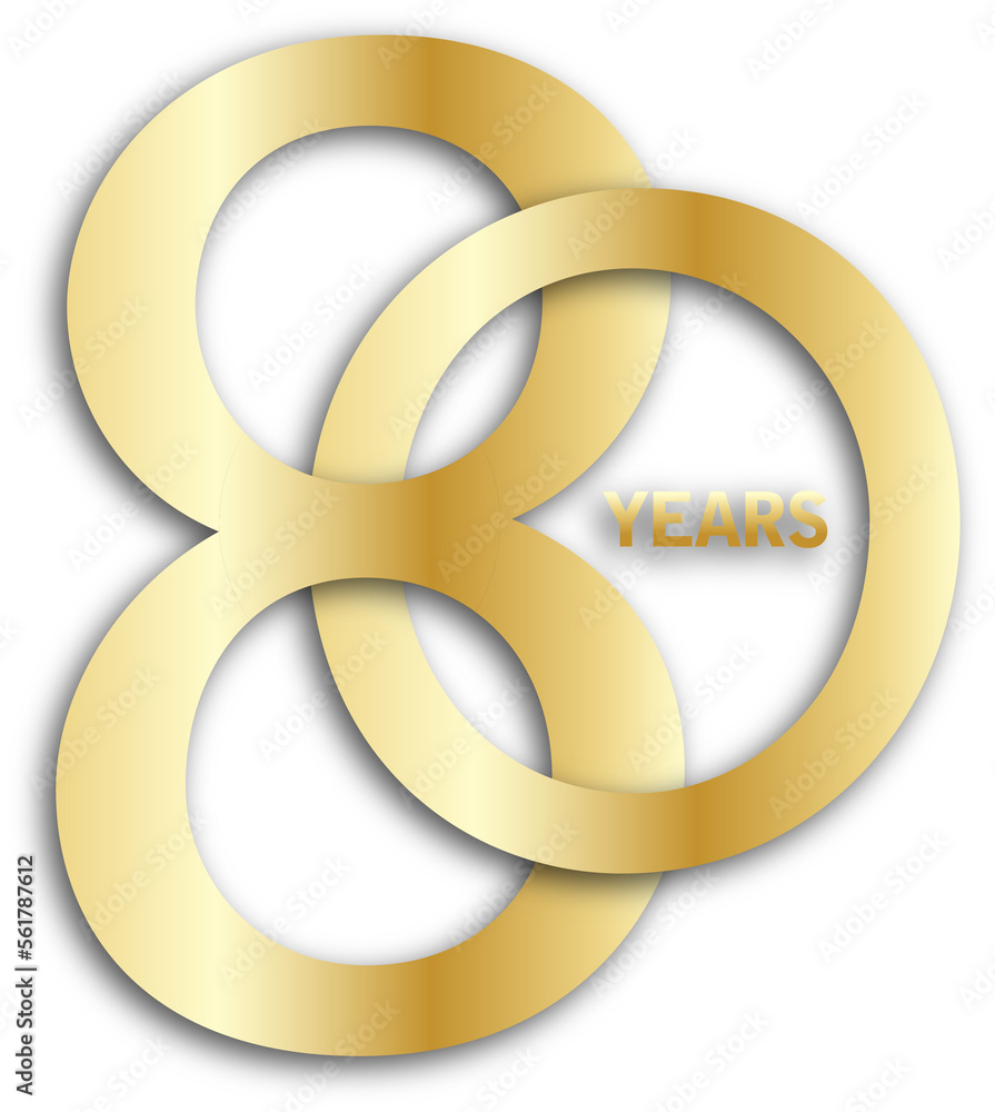 80 YEARS interlocking gold icon on transparent background Stock ...