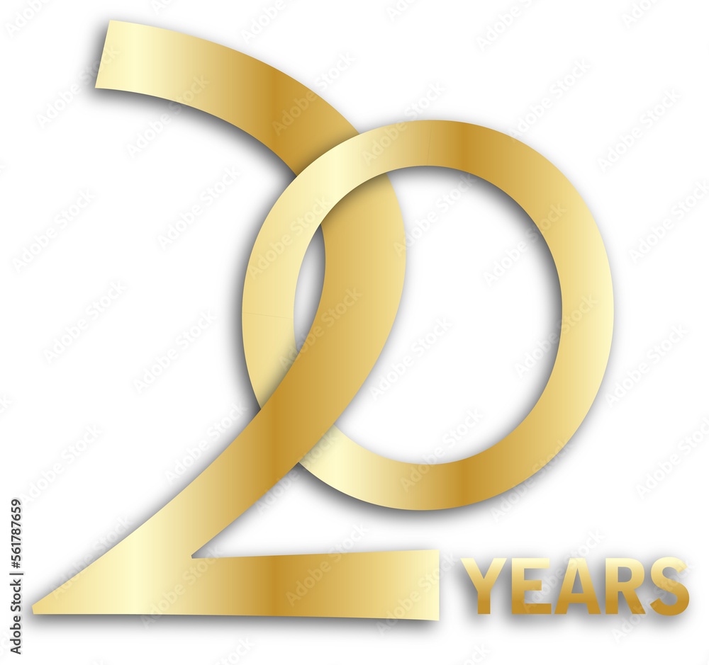 20 YEARS interlocking gold icon on transparent background Stock ...