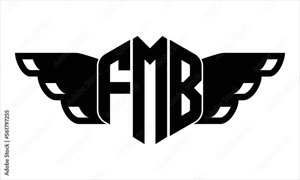 FMB three-letter butterfly iconic logo design vecto template, isolated ...