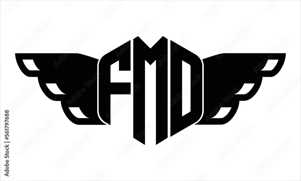 FMO three-letter butterfly iconic logo design vecto template, isolated ...