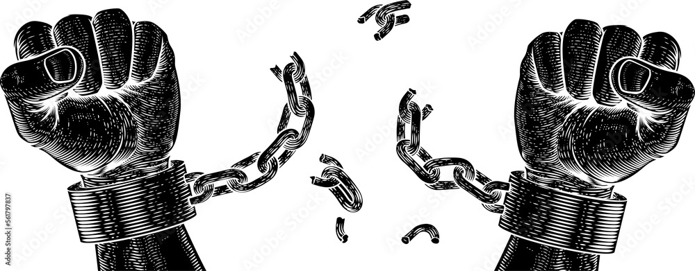 Photo & Art Print Hands Breaking Chain Shackle Handcuffs, Christos ...