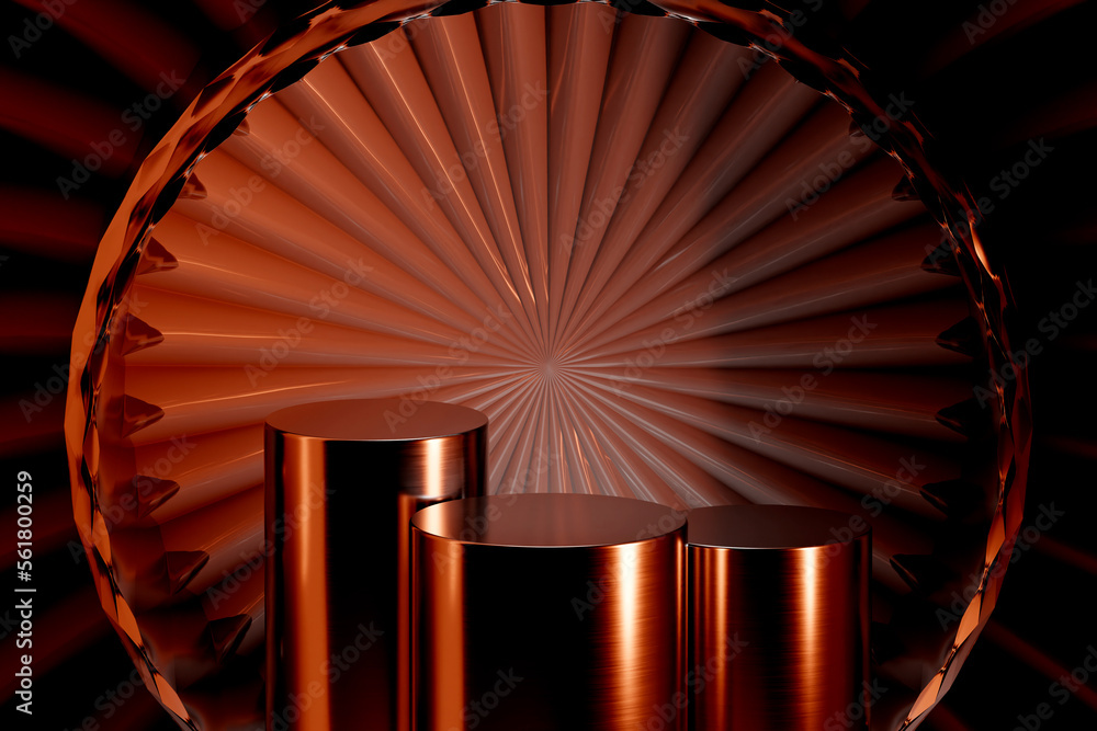 Triple copper on copper wide, warm lit, cylinder shaped product ...