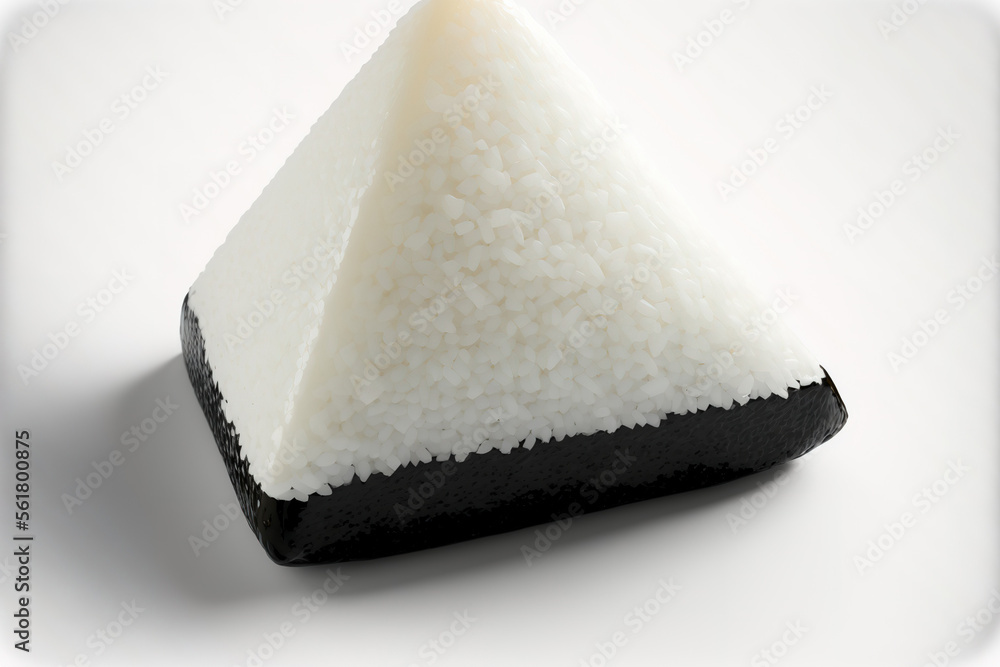 White rice is shaped into triangular or cylindrical shapes and ...