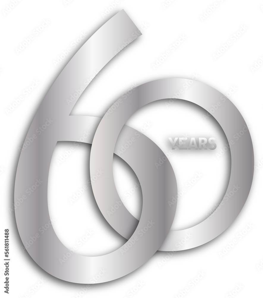 60 YEARS silver number icon on transparent background Stock ...