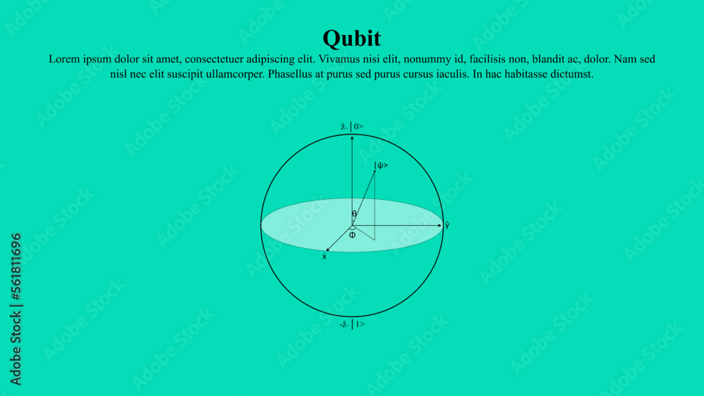 Visualization of the qubit with a monochrome plain background. Stock ...
