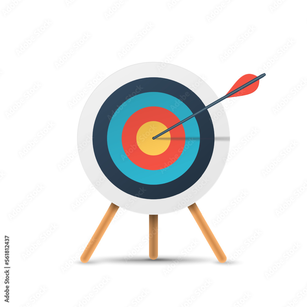Target with arrow, standing on a tripod. Goal achieve, strategy ...