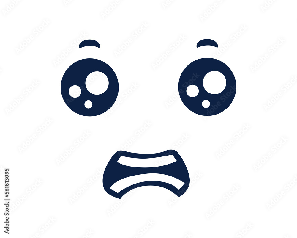 Scared kawaii face emotion. Cute character with panic expression for ...