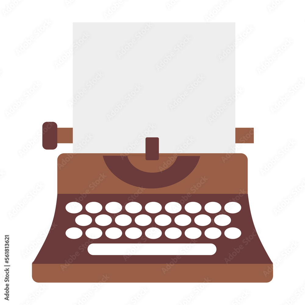 Typewriter with sheet. Retro symbol of writer and journalist with ...