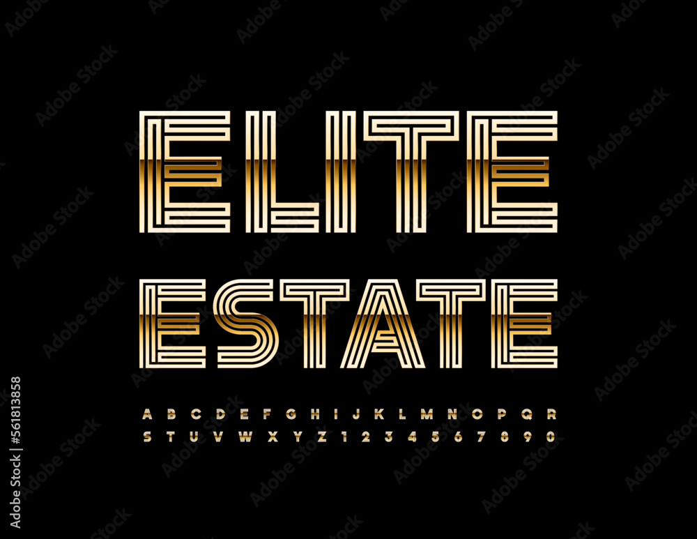 Vector modern Sign Elite Estate. Modern Golden Font. Luxury Alphabet ...