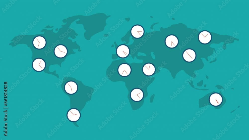world time zones motion animation.flat design motion animation. vídeo ...