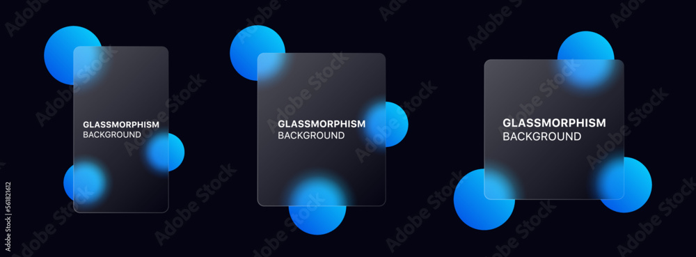glassmorphism background banner with transparent glass frame template ...