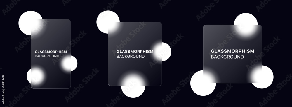 glassmorphism background banner with transparent glass frame template ...