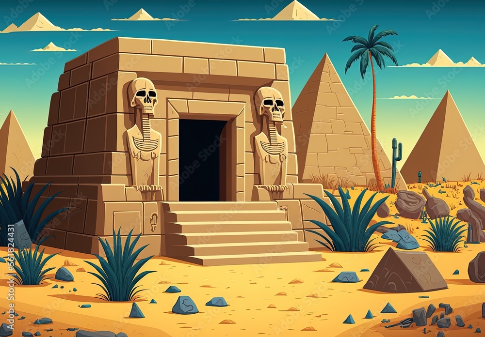 Cartoon pharaoh's tomb in ancient Egypt. Generative AI Stock ...