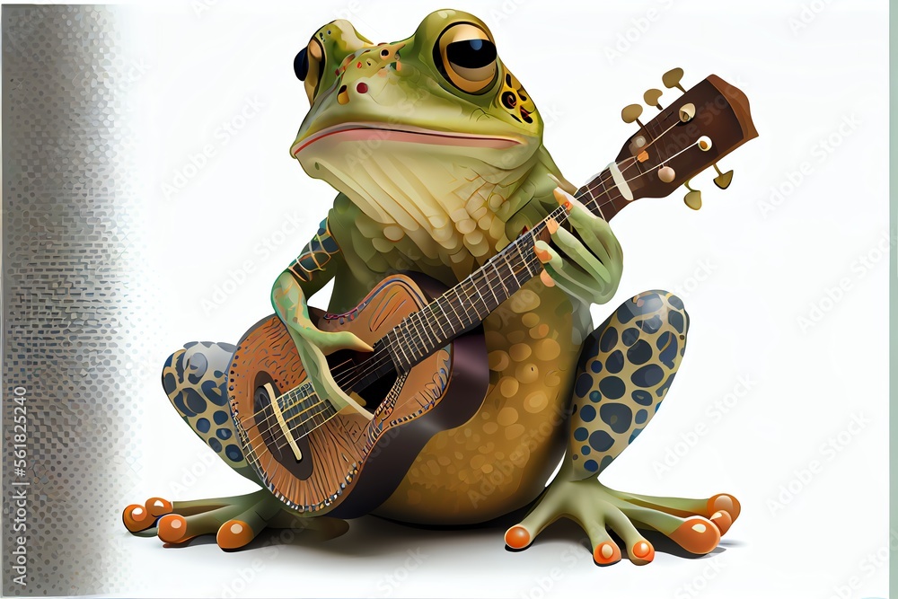 An illustration of a singing frog holding a guitar. Generative AI Stock ...