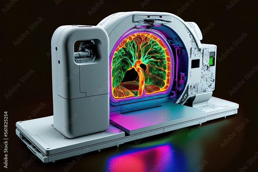 Illustration of a patient being scanned using computer tomography (CT ...
