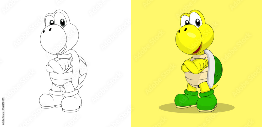Koopa Troopa vector illustration,from the Mario media franchise. Stock ...