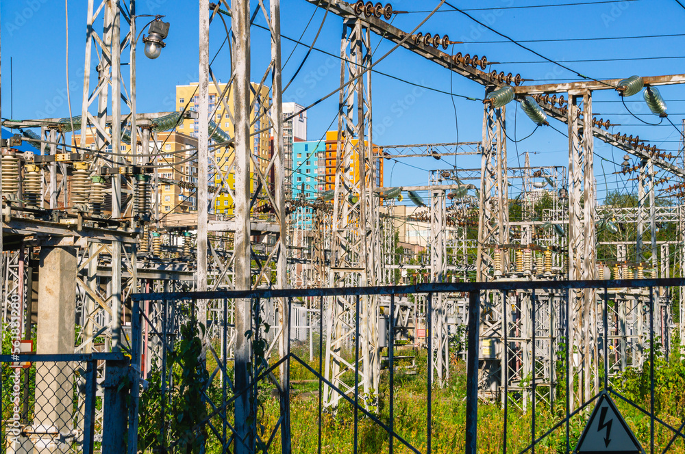 Transformer substation for providing electric energy to settlements ...