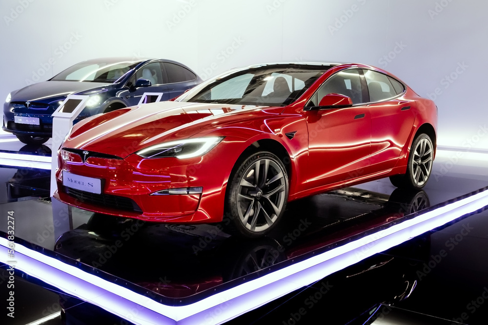 Tesla Model S electric car (2023). Stock Photo | Adobe Stock
