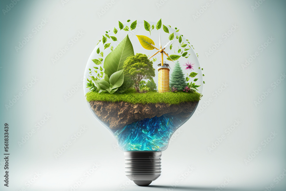 Green Planet Light Bulb, sustainable development Renewable energy-based green business ...