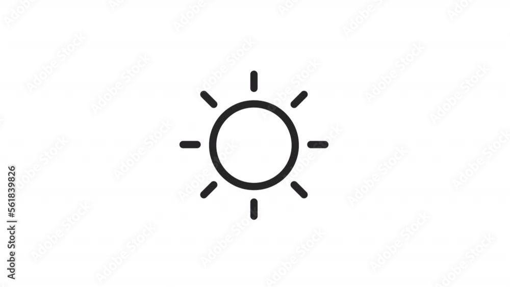 Animated sun linear icon. Weather forecast. Summertime. Sunny day. Warm ...