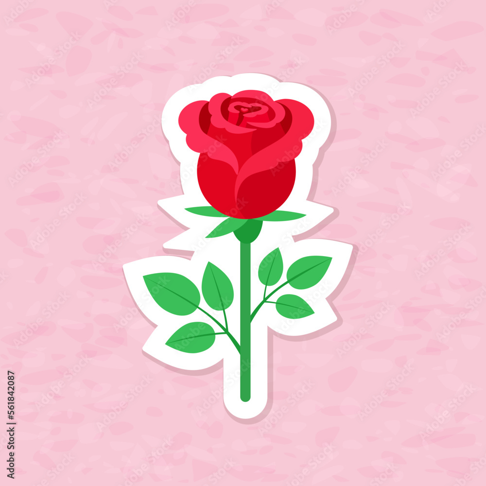 Cute red rose flower sticker. Printable vector illustration Stock ...