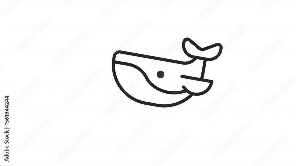 Animated dead whale linear icon. Ocean wildlife. Environmental crisis ...