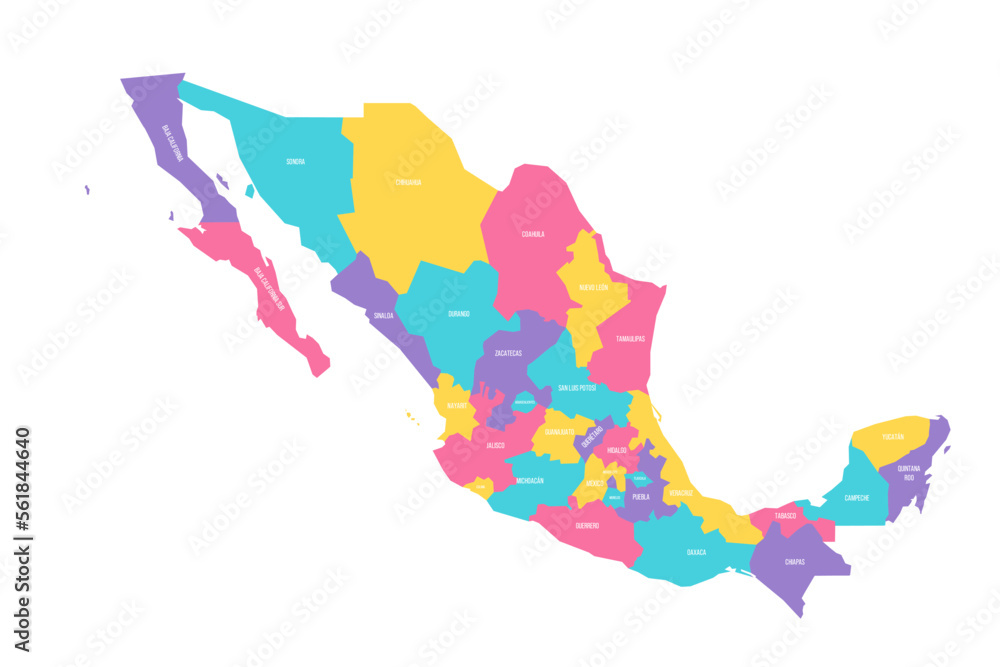 Mexico political map of administrative divisions - states and Mexico ...