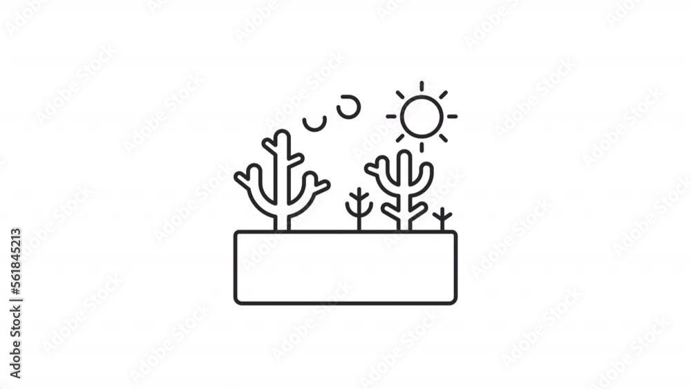 Animated drought linear icon. Climate change. Desertification. Soil ...