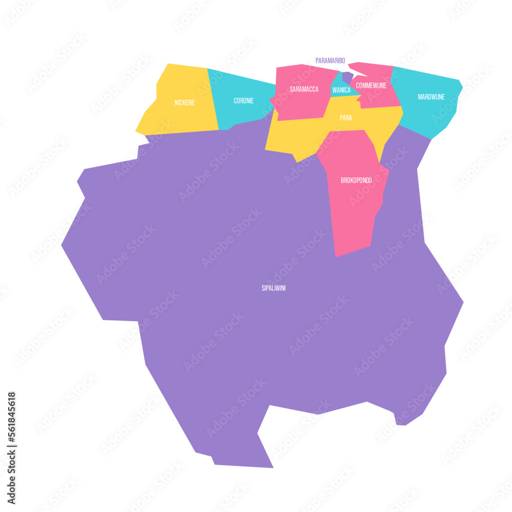 Suriname political map of administrative divisions - districts ...