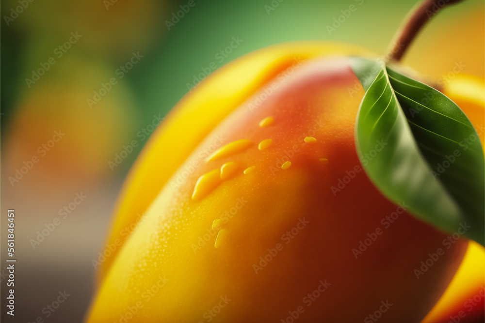 beautiful mango with yellow and orange juicy color. Generative AI Stock ...