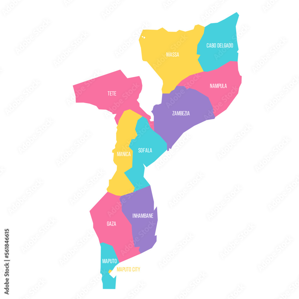Mozambique political map of administrative divisions - provinces and ...