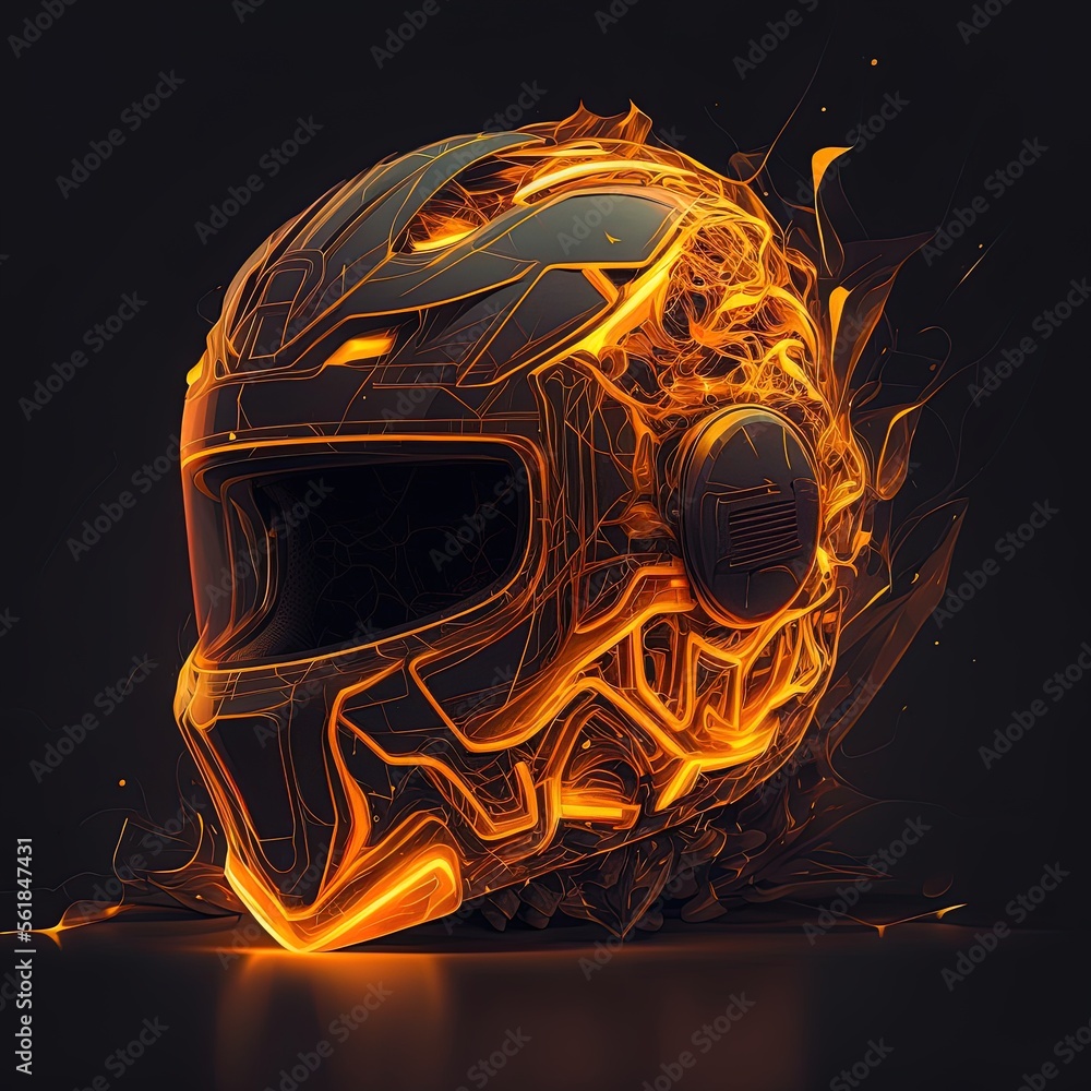 An artistic representation of a futuristic racing motorcycle helmet ...