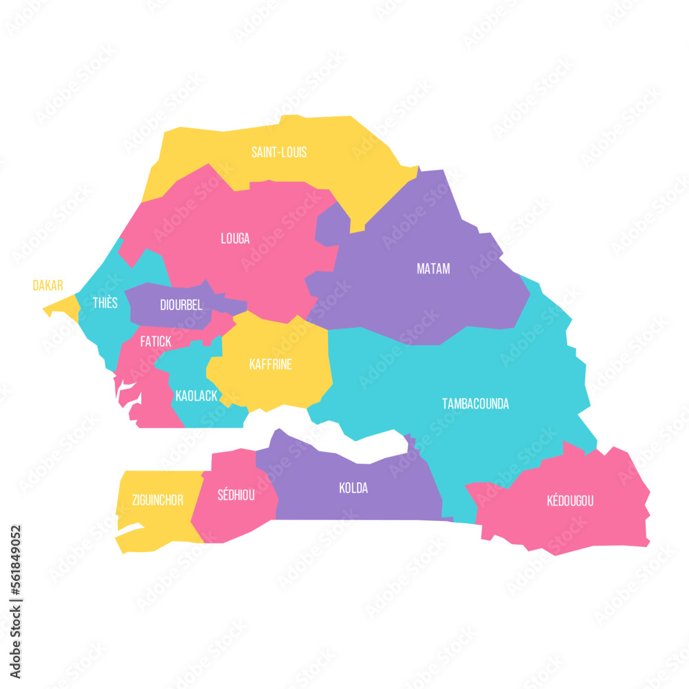Fototapeta mapa świata dla dzieci Senegal political map of ... Fototapeta mapa świata dla dzieci Senegal political map of ...