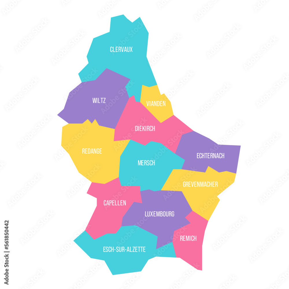 Luxembourg political map of administrative divisions - cantons ...