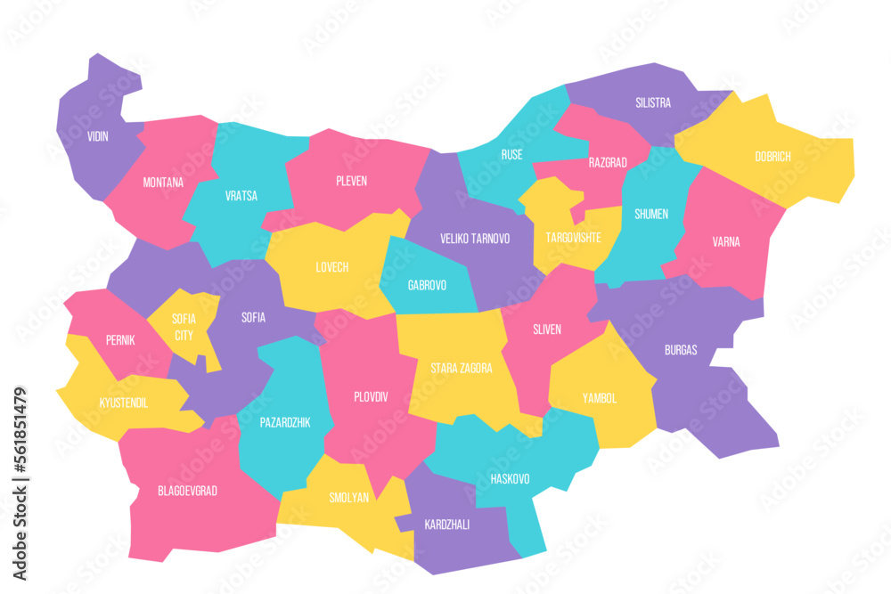Bulgaria political map of administrative divisions - provinces and ...