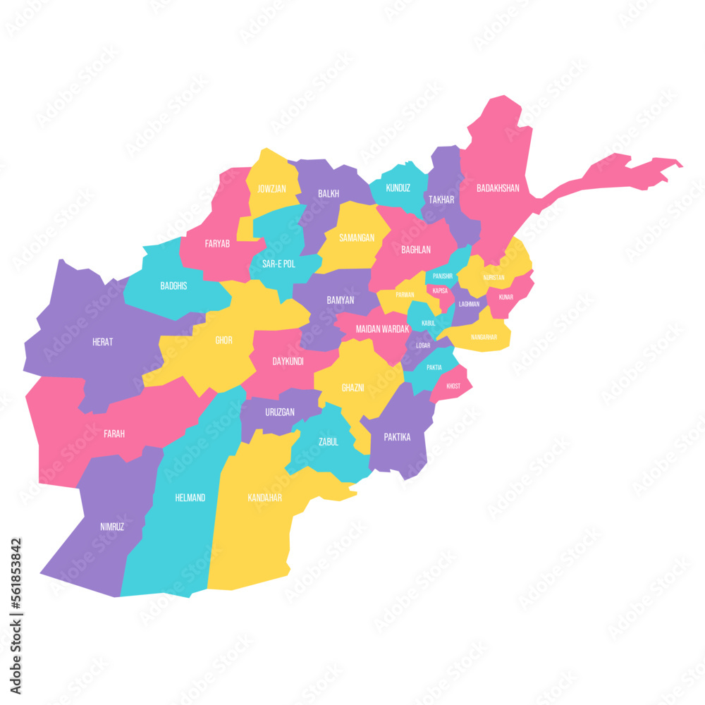 Afghanistan political map of administrative divisions - provinces ...