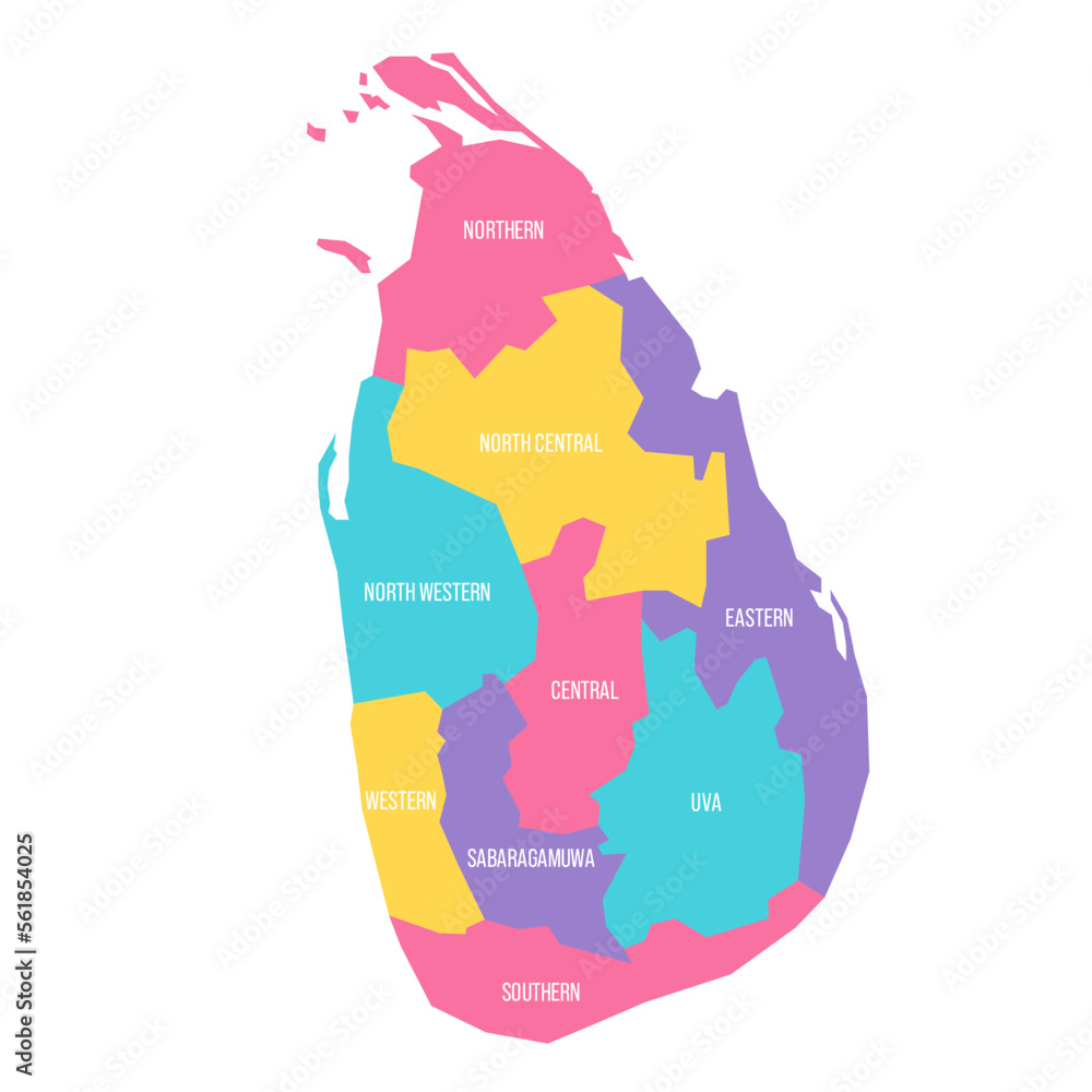 Sri Lanka political map of administrative divisions - provinces ...