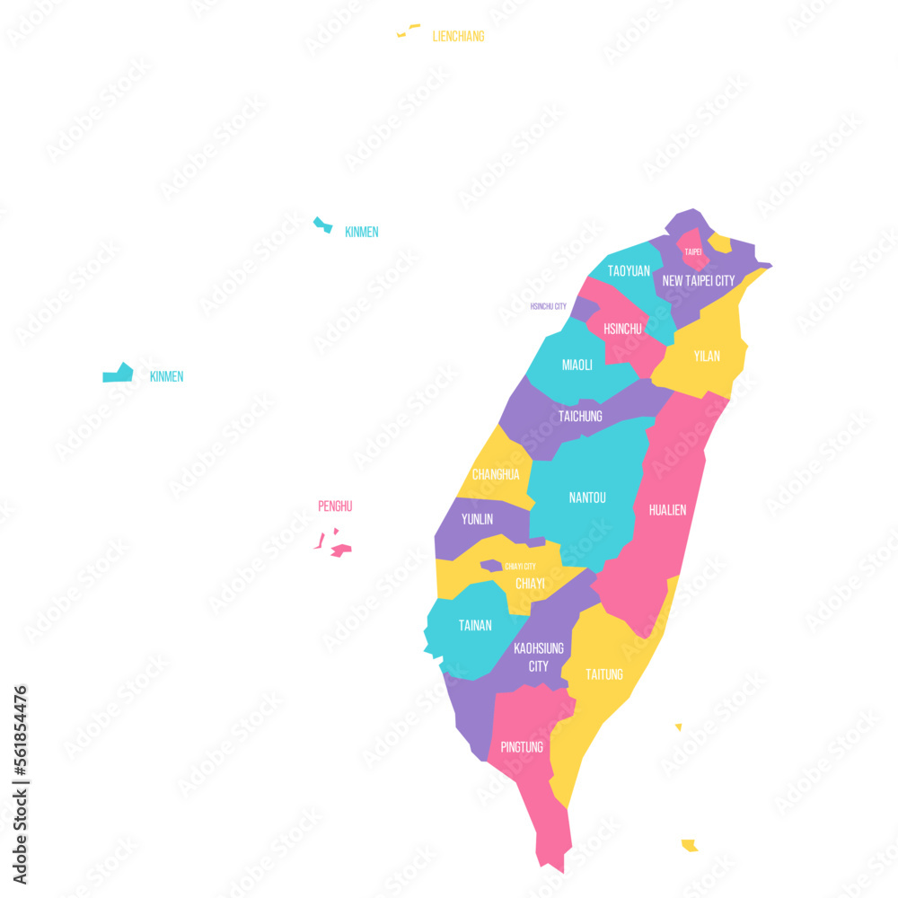 Taiwan political map of administrative divisions - provinces and ...