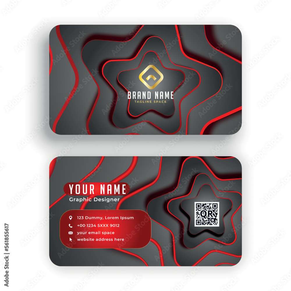 Futuristic business card design. Modern shape with abstract silver ...