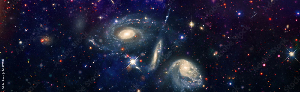 Panorama view universe space. Cosmic landscape, beautiful science ...