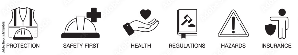 Banner Work Safety construction icon concept. Work Safety sign. Work ...