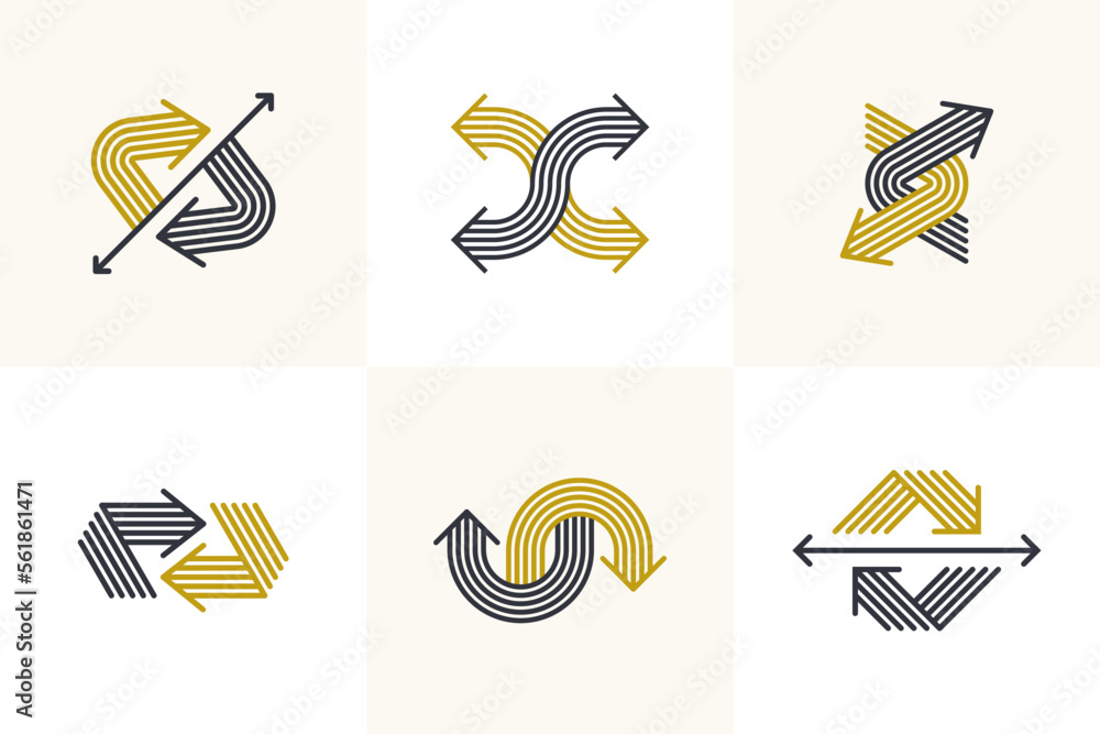 Arrow vector original logos set isolated, pictogram symbol of double ...