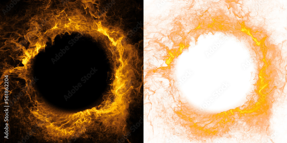 Fiery orange spiral of flowing particles, creating a circular ...