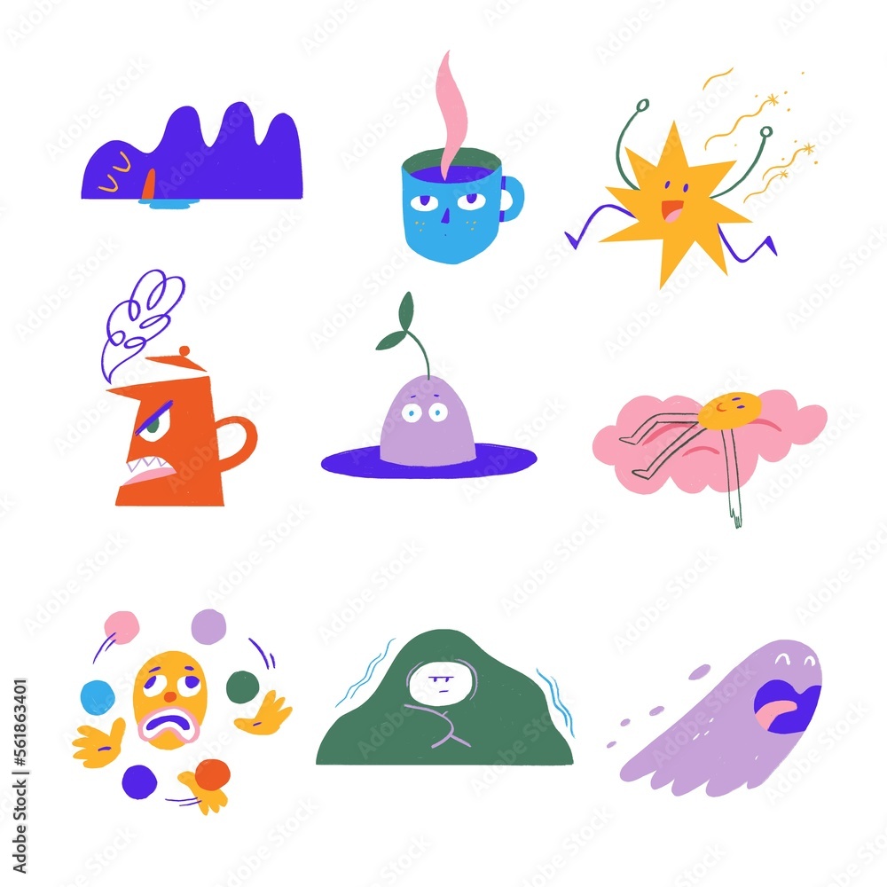 Icons for Emotions and Moods Reactions Stock Illustration | Adobe Stock