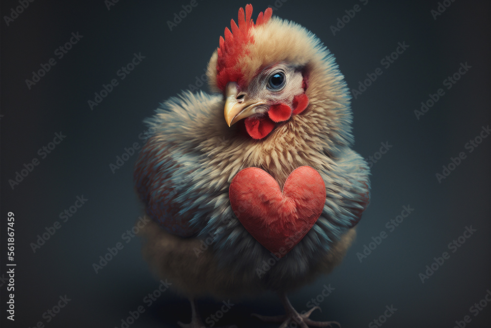 Baby chicken with a heart shape on his chest for Valentines Day ...