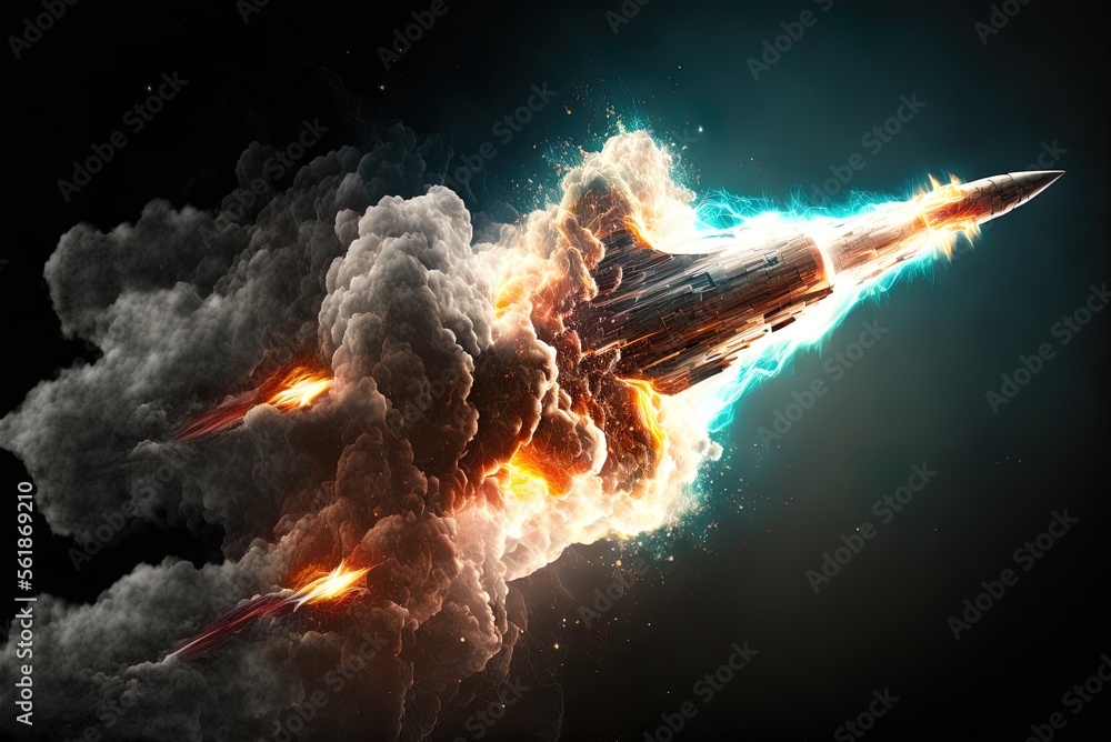 Smoke-trailing rocket firing mimics the look of a missile. Generative ...