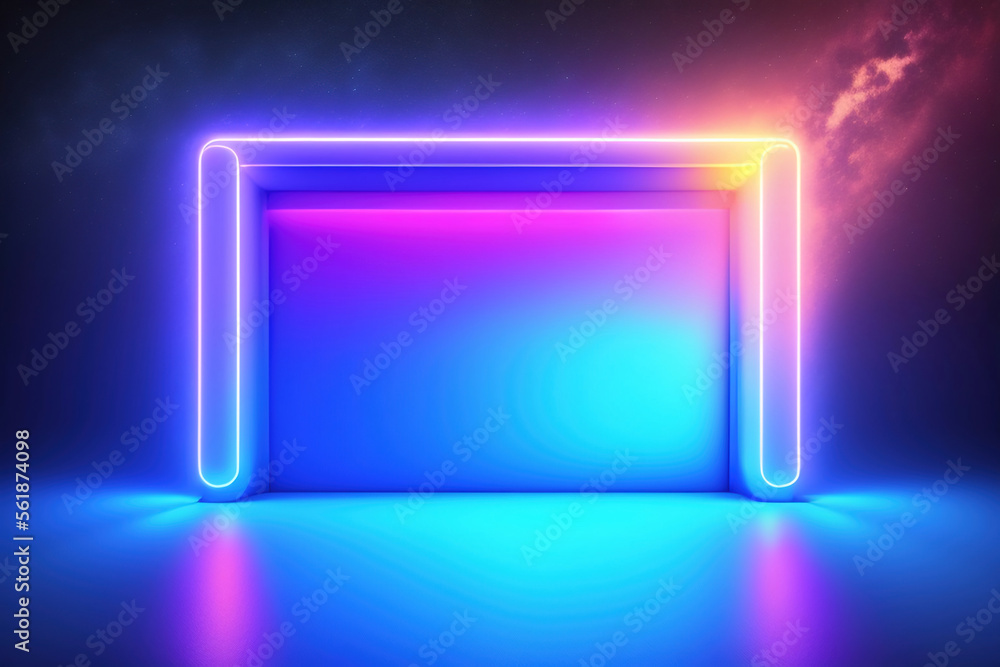 Generative AI: abstract futuristic neon background glowing Stock ...