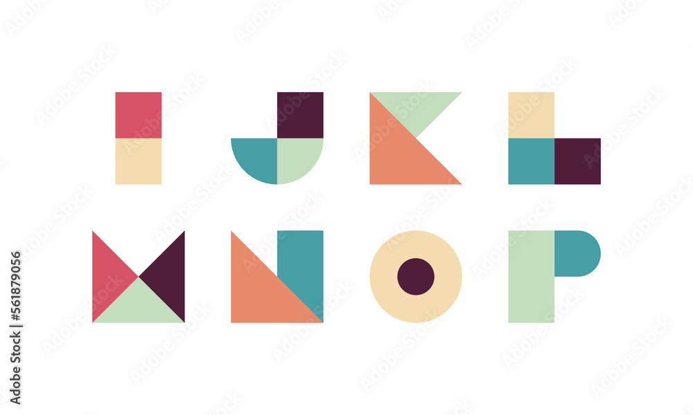Geometric alphabet and modern abstract typeface with numbers ...