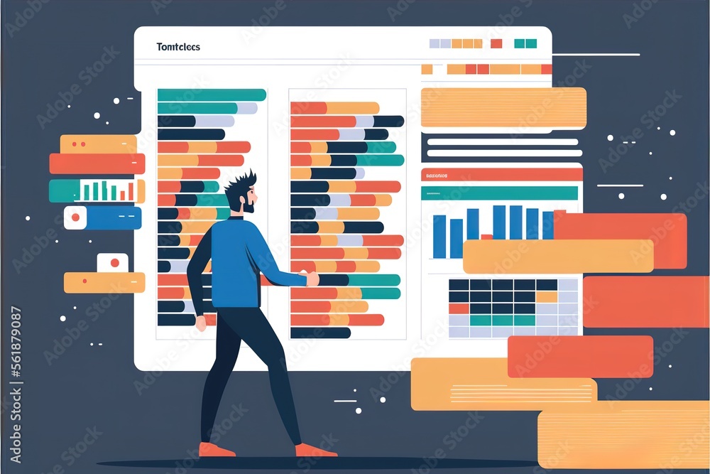 Project manager working with Gantt chart planning schedule, tracking ...