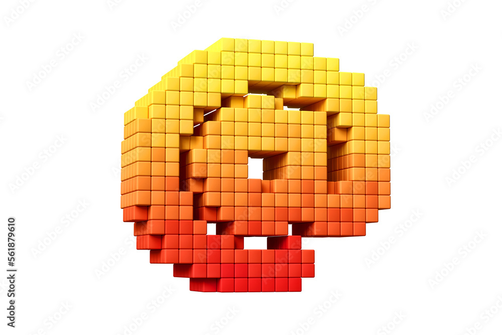 Pixel art stylized At sign in yellow and orange on black background ...